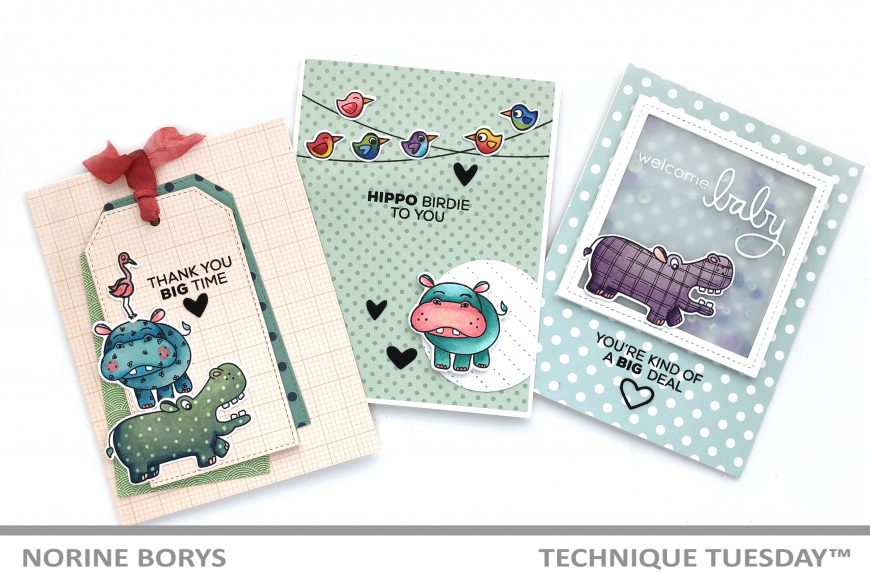 Technique Tuesday Helen & Harry Hippo Cards – Velvetlemon