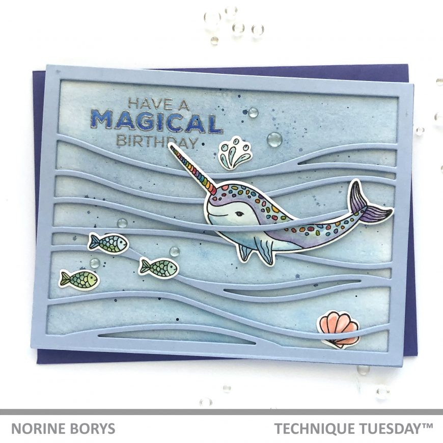 Technique Tuesday Nancy & Nick the Narwhals Card – Velvetlemon
